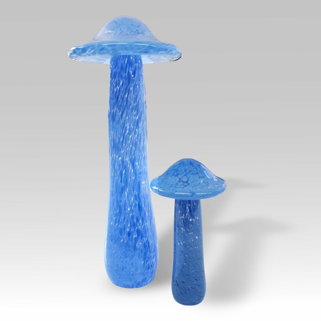 Blue Fungi (pair) - Hokitika Glass Studio