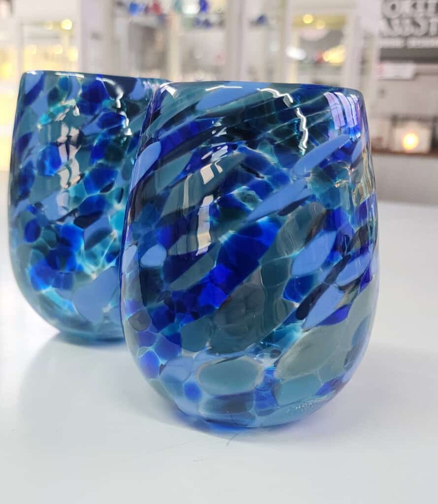 Drinking Glass - blue multi - Hokitika Glass Studio